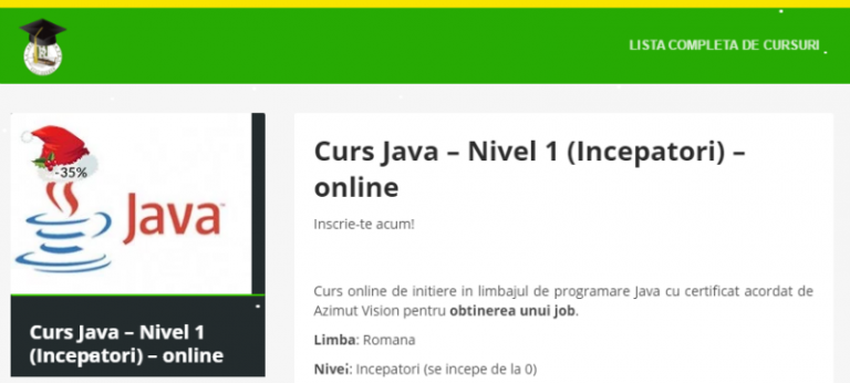Java – nivel 1 (începători) | Cursuri Online